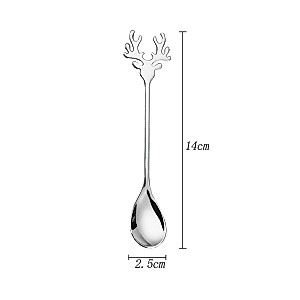 Xzhixiao 6pcs Pieces Of Stainless Steel Reindeer Spoons, Mini Antler-shaped Spoons, Espresso Stirring Spoons.