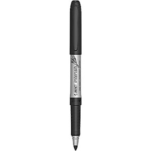 BIC Intensity Black Permanent Markers, Fine Point, 5-Count Pack of Black Markers With Non-Slip Grip for Comfort and Control