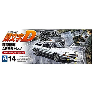Aoshima Initial D: Fujiwara Takumi AE86 Trueno with Figure 1:24 Scale Model Kit