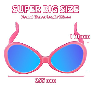 CiviLight 3 Pairs Jumbo Sunglasses Novetly Giant Sunglasses Swim Party Favors Halloween Novelty Glasses for Summer Beach (Orange Pink Green), OVER SIZE