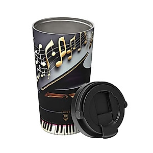 WANGZHAO Music Note Pianos Print Double Wall Stainless Steel Vacuum Insulated Tumbler Cup Home Thermal Cup