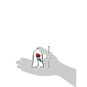 SWAROVSKI Beauty and the Beast Enchanted Rose, Red and Green Swarovski Crystal with Clear Base and Mouth-Blown Glass Bell Jar, Part of the Swarovski Beauty and the Beast Collection