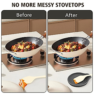 VanlonPro Silicone Spoon Rest for Stove Top - BPA-Free, Heat-Resistant Spoon Holder - Spoon Rest for Kitchen Counter - Large Cooking Utensil Rest for Spoons, Spatulas, Ladles or Tongs - Black