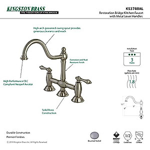Kingston Brass KS3788AL Restoration 8-Inch Kitchen Faucet Without Sprayer, Brushed Nickel