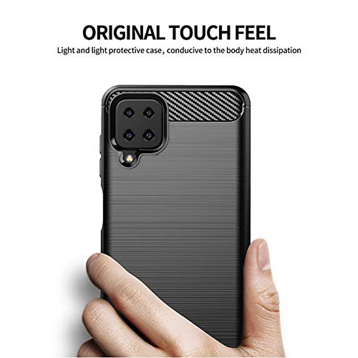Samsung A12 Case,Galaxy A12 Case,with HD Screen Protector,Shock-Absorption Flexible TPU Bumper Cove Soft Rubber Protective Case for Samsung Galaxy A12 (Black Brushed TPU)