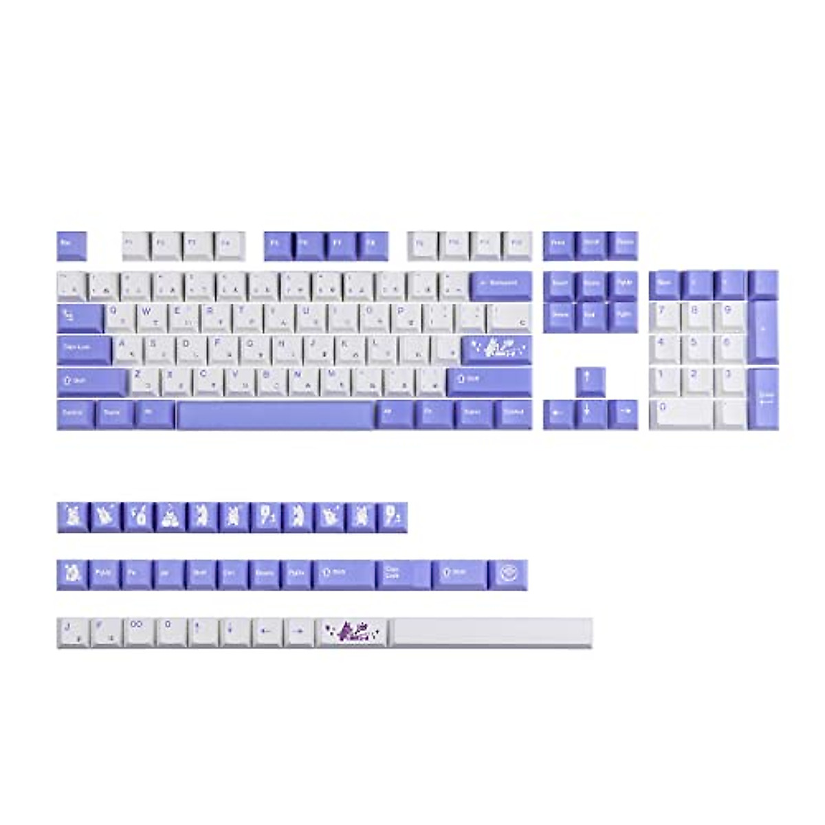 EPOMAKER Bunny 134 Keys Cherry Profile PBT Dye Sublimation Keycaps Set for Mechanical Gaming Keyboard, Compatible with Cherry Gateron Kailh Otemu MX Structure