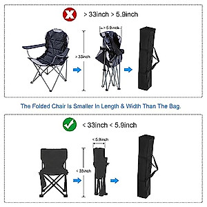 PATIKIL 33 Inch Camp Chair Replacement Bag, Nylon Foldable Carrying Bag Large Zippered Bag with Shoulder Strap for Camping Travel, Black