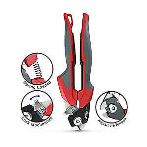 Ascend Tools 7 inch Wire Rope & Electrical Cable Cutter for Railing, Aircraft Seismic Structural Bicycle Cable | Induction Hardened Blades, No Frayed Cuts