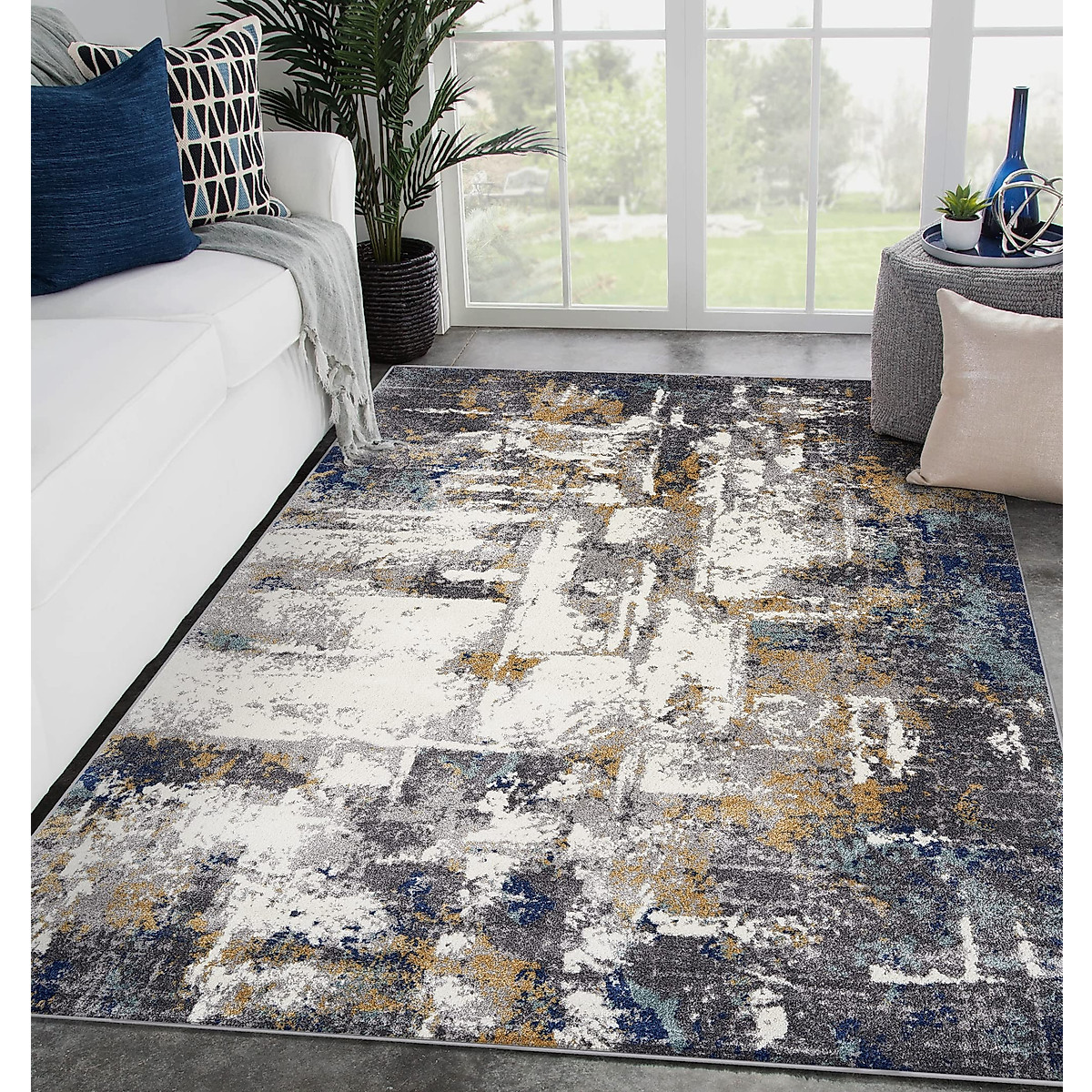 LUXE WEAVERS Gray 8 ft.x 10 ft Hampstead Abstract Area Rug