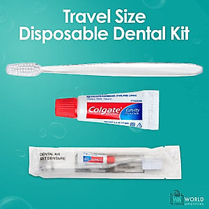 World Amenities - Bulk Disposable Dental Kit Bundle with Toothbrush and Toothpaste | 288 Count | Individually Wrapped - Travel Size Toiletries, Guest Hotel Amenities