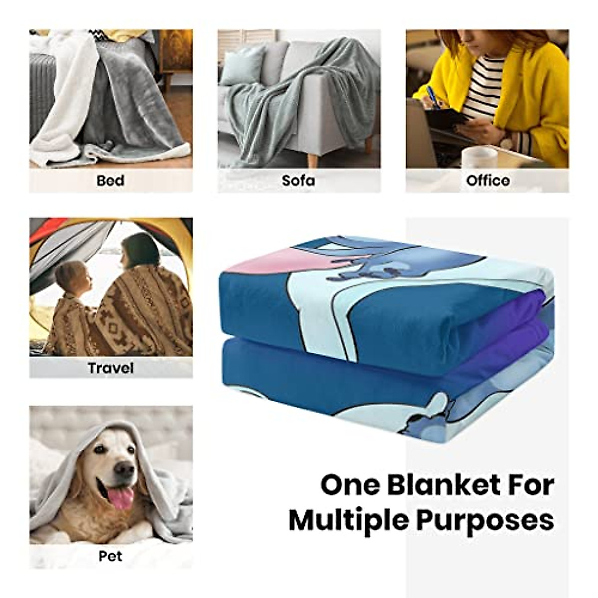 Cute Cartoon Throw Blanket Soft Lightweight Air Conditioner Blanket Plush Blanket for Sofa Couch Bed Home Decorative 50"x40"