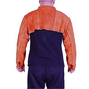 EULANGDE Premium Split Welders Heat Resistant Leather Cape Sleeve,Adjustable Cuffs, Adjustable Collar, M L XL 2XL 3XL for Men & Women (Large)