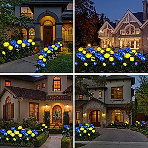 Solar Garden Decorations, 2 Pack 6 Solar Lights Outdoor Decorative with Exquisite Rose Flowers, Garden Lights Solar Powered Waterproof, Solar Flower Lights for Patio, Pathway, Yard Decoration (Yellow)