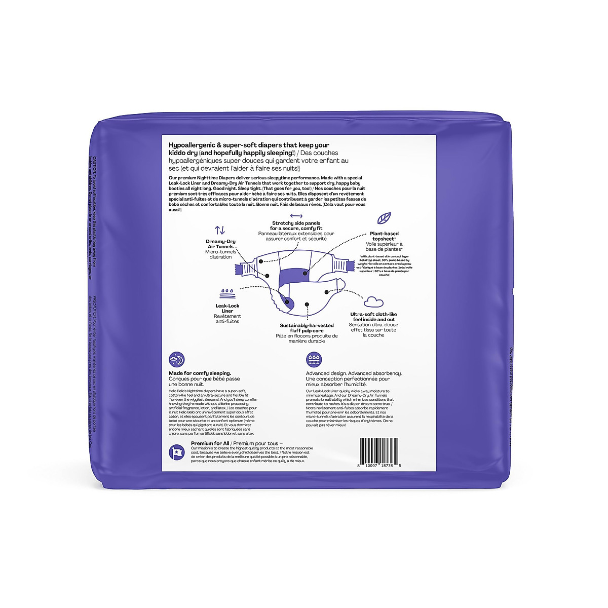 Hello Bello Nighttime Baby Diapers ‐ Size 5 - Ultra Absorbent & Hypoallergenic for Overnight Diapers for Extended Protection - 18 Diapers