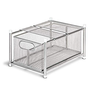Home Zone Living Under Bathroom Sink Organizer – Sliding Basket, Inside Cabinet Storage