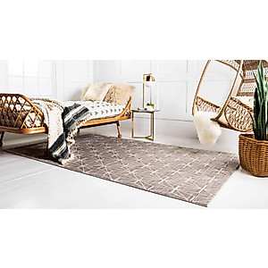 Unique Loom Uptown Collection by Jill Zarin Collection Geometric Modern Brown Area Rug (8' 0 x 10' 0)