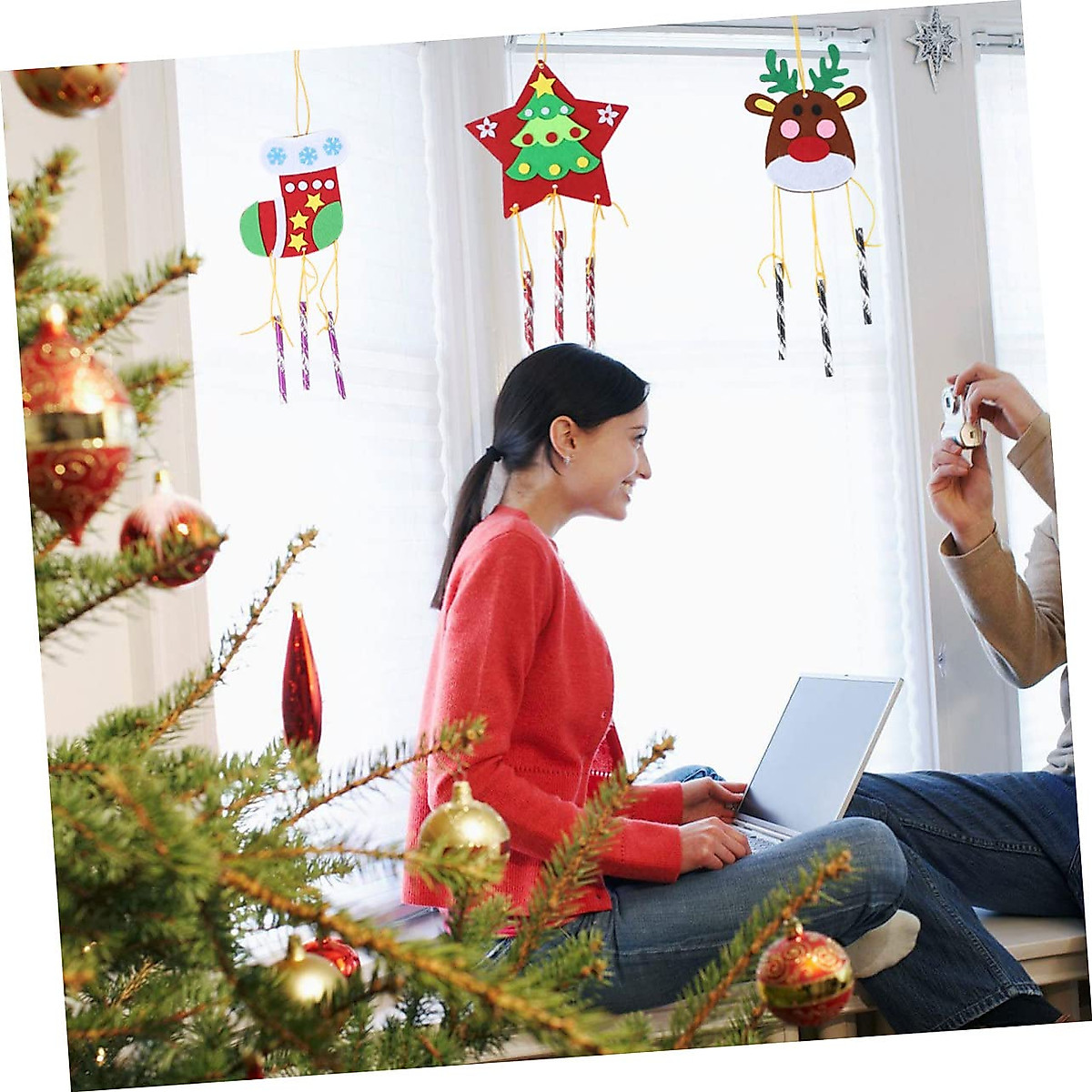 NOLITOY 4pcs wind chime Ornament animal manual indoor crafts outside toy Handbag Christmas DIY Bag hanging animal wind chime christmas tree suite christmas tree hanging ornament Materials