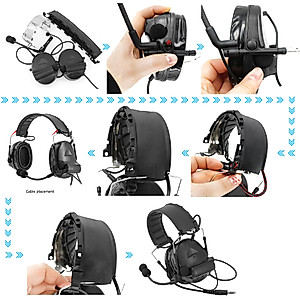 TSVISIONCORE COMTA2 Tactical Headset with U94 PTT Detachable headband and rail adapter,for ARC,Mlok,Team Wendy rail,Airsoft sports(Black)