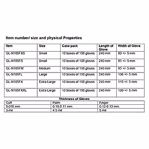 Hospeco ProWorks GrizzlyNite GL-N105FL Exam Grade Nitrile Glove, Powder Free, Disposable, 9.5" Length, 4.3 mil Thick, Large (Pack of 100),Black