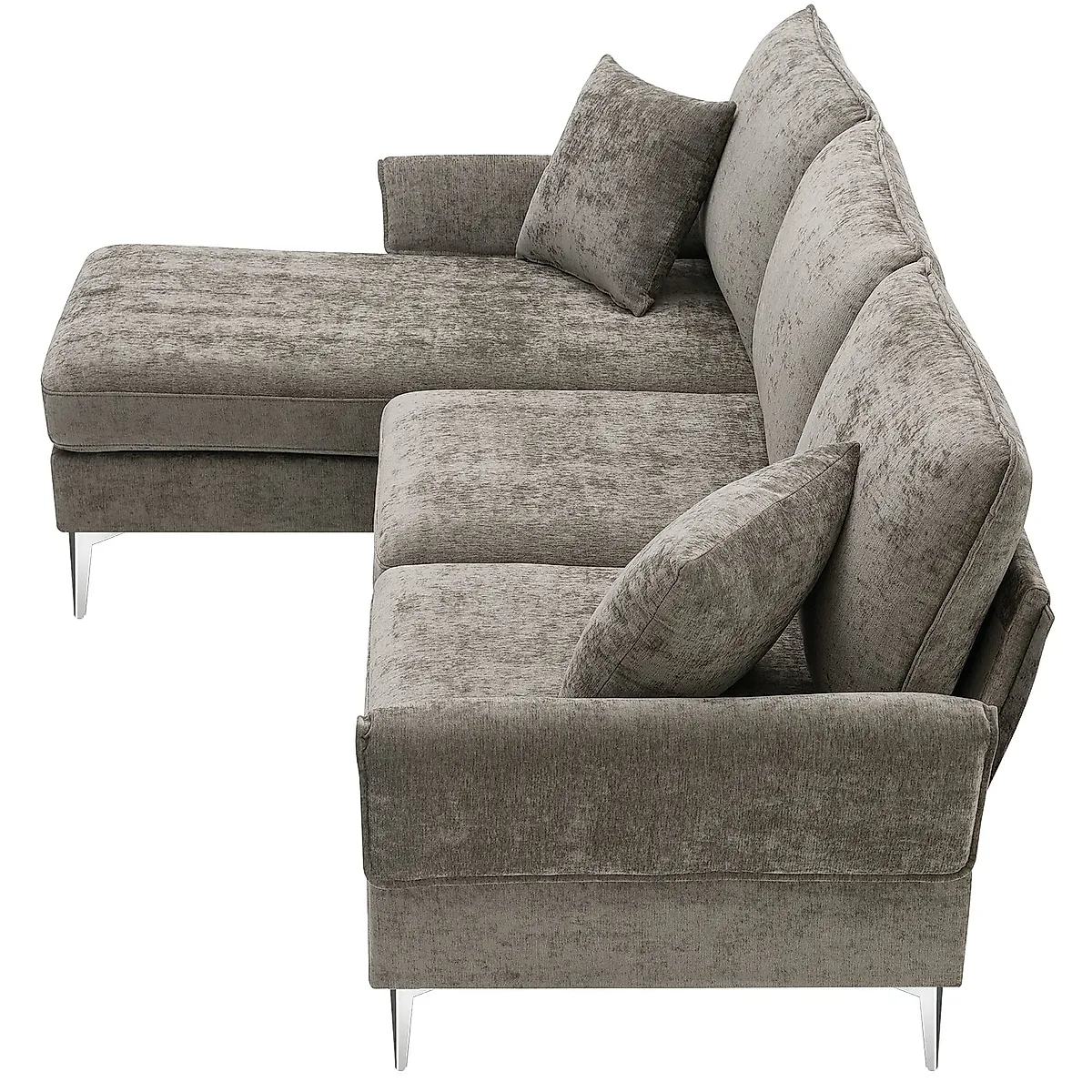 YuiHome 84" Convertible Sectional, Modern Chenille L-Shaped Sofa Couch with Reversible Chaise Lounge, Fit for Living Room, Apartment,2 Pillows,Espresso