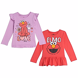 Sesame Street Elmo Toddler Girls 2 Pack T-Shirts Multicolored 4T