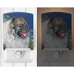 Caroline's Treasures PPP3110CNL Keeshond Ceramic Night Light Compact, UL-Certified, Ideal for Bedroom, Bathroom, Nursery, Hallway, Kitchen, 6x4x3, Multicolor