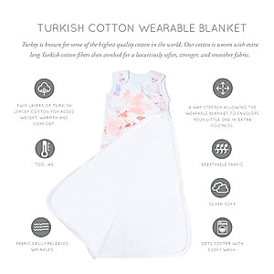 Oilo 100% Cotton Sleep Sack Swaddle I 4-Way Adjustable Wearable Blanket I Baby Sleeping Bag 6-18+ Months I 2 Layers of Turkish Jersey Cotton I TOG 0.49 I Lightweight Baby Sleep Slacks I Prim