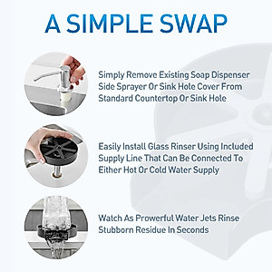 Glass Rinser,Kitchen Sink Glass Rinser,304 Stainless Steel Sink Cup Washer,Glass Washer,Black