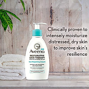 Aveeno Restorative Skin Therapy Moisturizing Oat Repairing Cream for Sensitive, Distressed, Dry Skin, with Prebiotic Oat & Aloe, Formulated without Parabens, Fragrance & Steroids, 12 oz