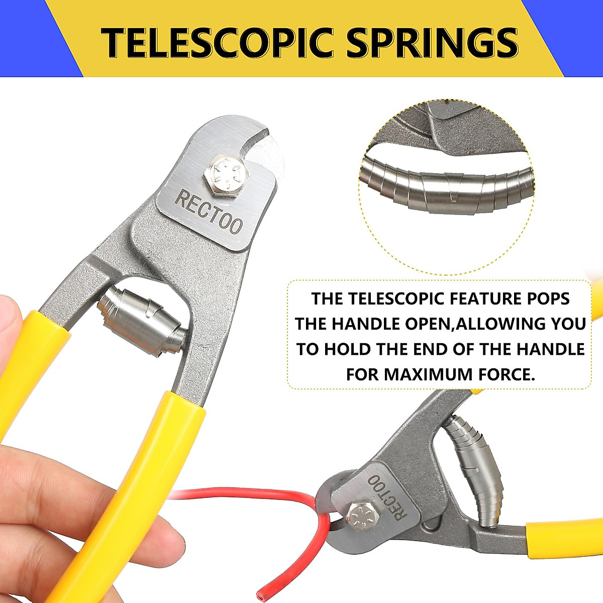 RECTOO Cable Wire Cutters (RT02), Forged from Heavy Duty Stainless Steel metal, 8 Inch small Wire Rope Cutter Tool upto 1/4" for stainless steel wire rope, bike brake cable, railing cable