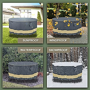 Round Patio Furniture Covers Waterproof & Heavy Duty 84 Inch, 600D Oxford Cloth Outdoor Patio Table Cover, 84" Dia x 28 H Patio Covers for Outdoor Furniture & Dining Table and Chairs Set