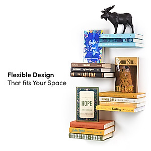 xympo Floating Invisible Bookshelf Wall Mounted (Set of 4) - Aluminum - Turn Books into Floating Shelves