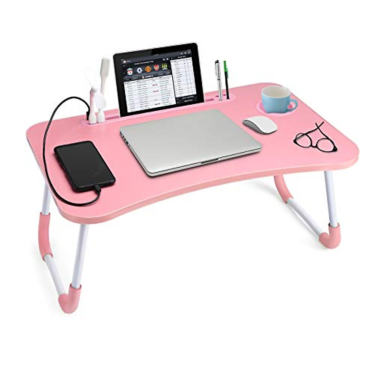 Slendor Laptop Desk Foldable Bed Table Folding Breakfast Tray Portable Lap Standing Desk Notebook Stand Reading Holder for Bed/Couch/Sofa/Floor