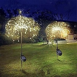 Onlyliua Solar Decoration Lights, Garden Pile Lights, 90 LED Sparklers String Lights for Yard P𝚊thw𝚊y Decorations Valentines Day Decor(Shape Can Be Changed Manually)