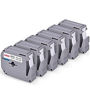LEMERO Compatible with Brother M Tape M-K231 M231 MK231 M-K231s 12mm x 8 Meter White Label Tape - for Brother PT-65 PT-70 PT-80 PT-90 PT-45M 26.2 Feet Black on White (6 Pack)