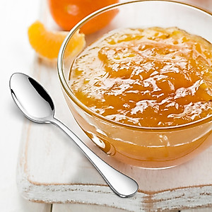 E-far Coffee Spoon Set of 12, 5 Inch 18/10 Stainless Steel Small Spoons Silverware Set for Espresso, Tea, Dessert, Mirror Finish & Round Handle, Dishwasher Safe