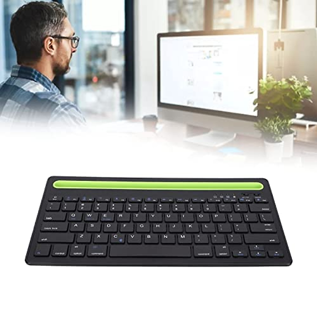 Ranvo Wireless Keyboard, 78 Keys PC Gaming Keyboards 2 Channel Type Multi System Compatibility with Bracket for Internet Cafe for Home for Office
