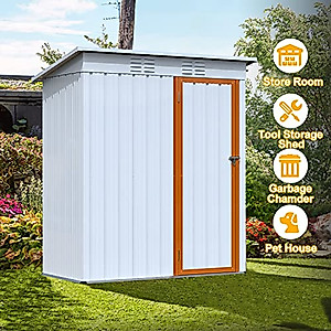 Morhome Sheds & Outdoor Storage, 5x3 FT Outdoor Storage Shed, Outdoor Shed Garden Shed Tool Shed with Lockable Door for Garden Backyard Patio,White+offee