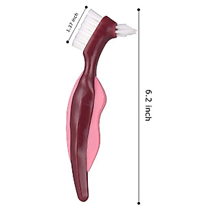 Alsunny Stiffness, Hard Denture Brush Toothbrush with Premium Carrying Case for Denture Care,Denture Double Sided Brush Cleaning False Teeth(2 Pack)