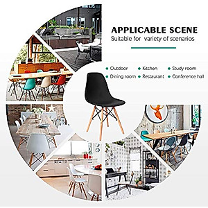 Furniwell Pre Assembled Modern Style Dining Chair Mid Century Modern DSW Chairs, Indoor Plastic Shell Lounge Plastic Chairs Side Chairs Set of 4 (Black)