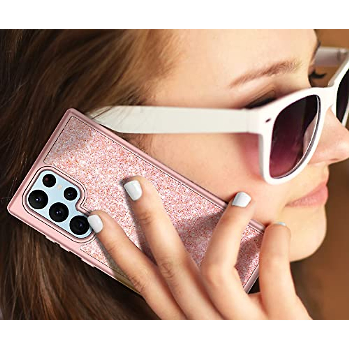 Coolwee Pink Full Protective Case for Galaxy S22 Ultra 5G Heavy Duty Hybrid 3 in 1 Rugged Shockproof Women Girls Transparent for Samsung Galaxy S22 Ultra 6.8 inch Rose Gold