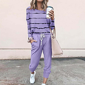 KICILVS Sweatsuits for Women Set 2 Piece Long Sleeve Crewneck Pullover Tops and Drawstring Jogger Pants Workout Tracksuits