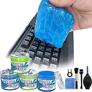Fesciory 4 Pack Keyboard Cleaner, Dust Cleaning Gel with 5 Keyboard Cleaning Kit, Universal Car Cleaning Gel for Car Vent, Detailing Cleaning Gel Putty for Car Dash, Printers, Calculators, Speakers