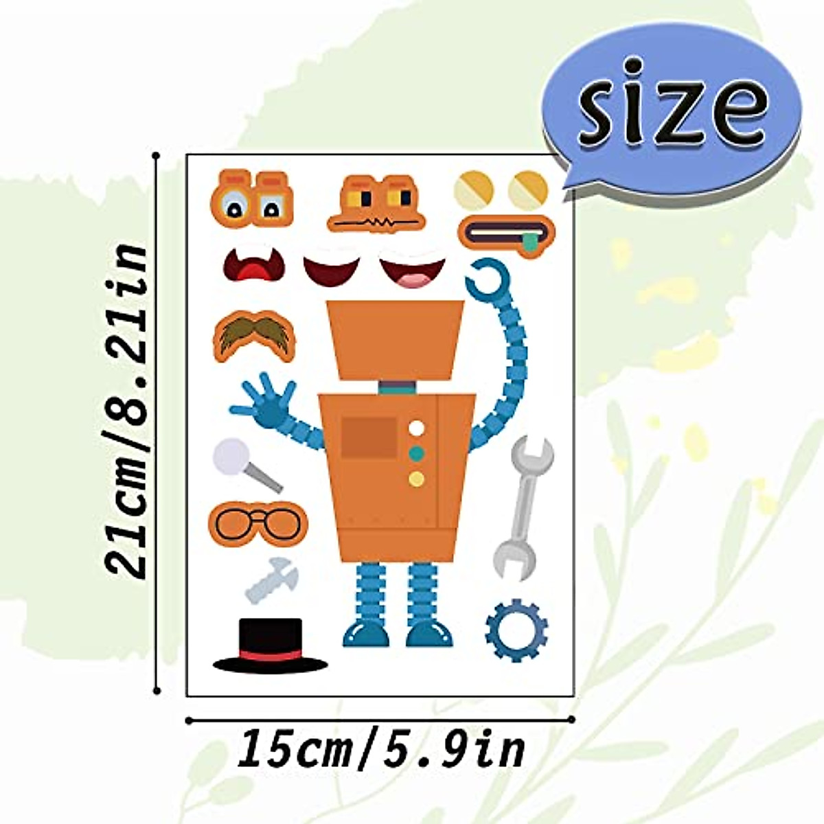 24 Sheets 8.27''×5.9'' Make Your Own Robot Stickers for Kids Toddlers, Make a Face Stickers for Kids Party Favors Activities