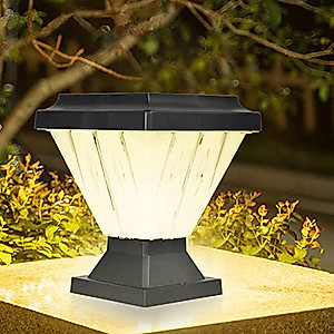 JSBDPHW Outdoor Waterproof LED Pillar Lamp Solar Post Light Double Wing Simple Plastic Column Light Wall Garden Gate Base Light Deck Light Lawn Light