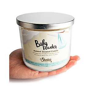 Baby Powder Scented Natural 3 Wick Candle, Essential Fragrance Oils, 100% Soy, Phthalate & Paraben Free, Clean Burning, 14.5 Oz.