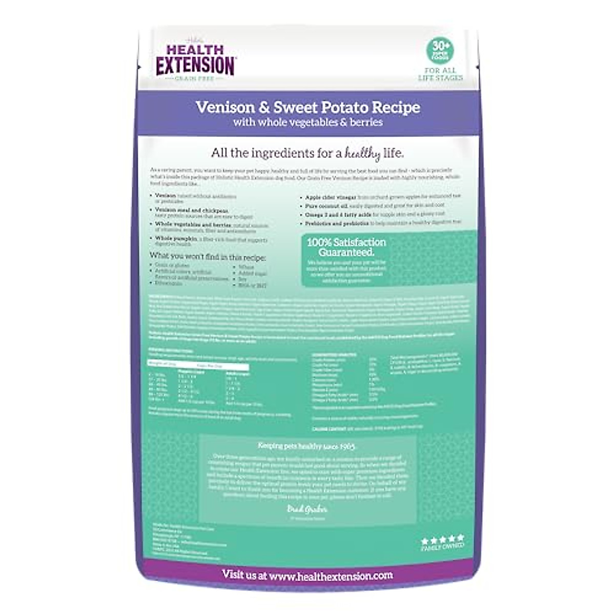 Health Extension Grain Free Venison & Sweet Potato Dry Dog Food (10 lb / 4.54 kg) - Lean Protein Formula for Dogs with Poultry Allergies & Sensitive Stomachs