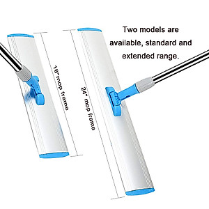 Wet Mop 24" Microfiber Mop Heavy Duty Floor Mop Aluminum Mop Adjustable Stainless Steel Handle 4 Wet and Dry Clothes Floor Cleaning System