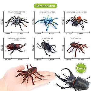 Volnau Bug Toys Figurines 12PCS Insect Animal Figures for Kids Toddlers Decorations Educational Bee Beetle Mantis Spider Ladybug Butterfly Plastic Model