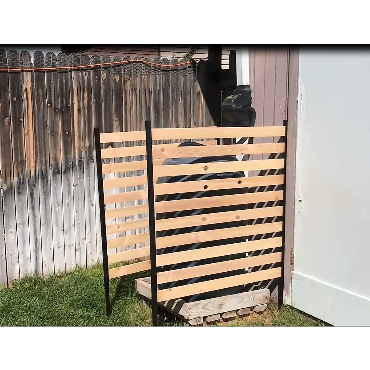 POKUULA Privacy Screens 42" H x 38" W No-Dig Wooden Patio Privacy Screen Outdoor for Trash Cans, Pool Equipment, Air Conditioning Units (2 Panels) Unassembled,Pine (Privacy Screens)
